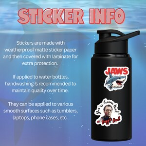 Jaws Sticker Pack, Captain Quint, Chief Brody, Amity Island Laptop ...