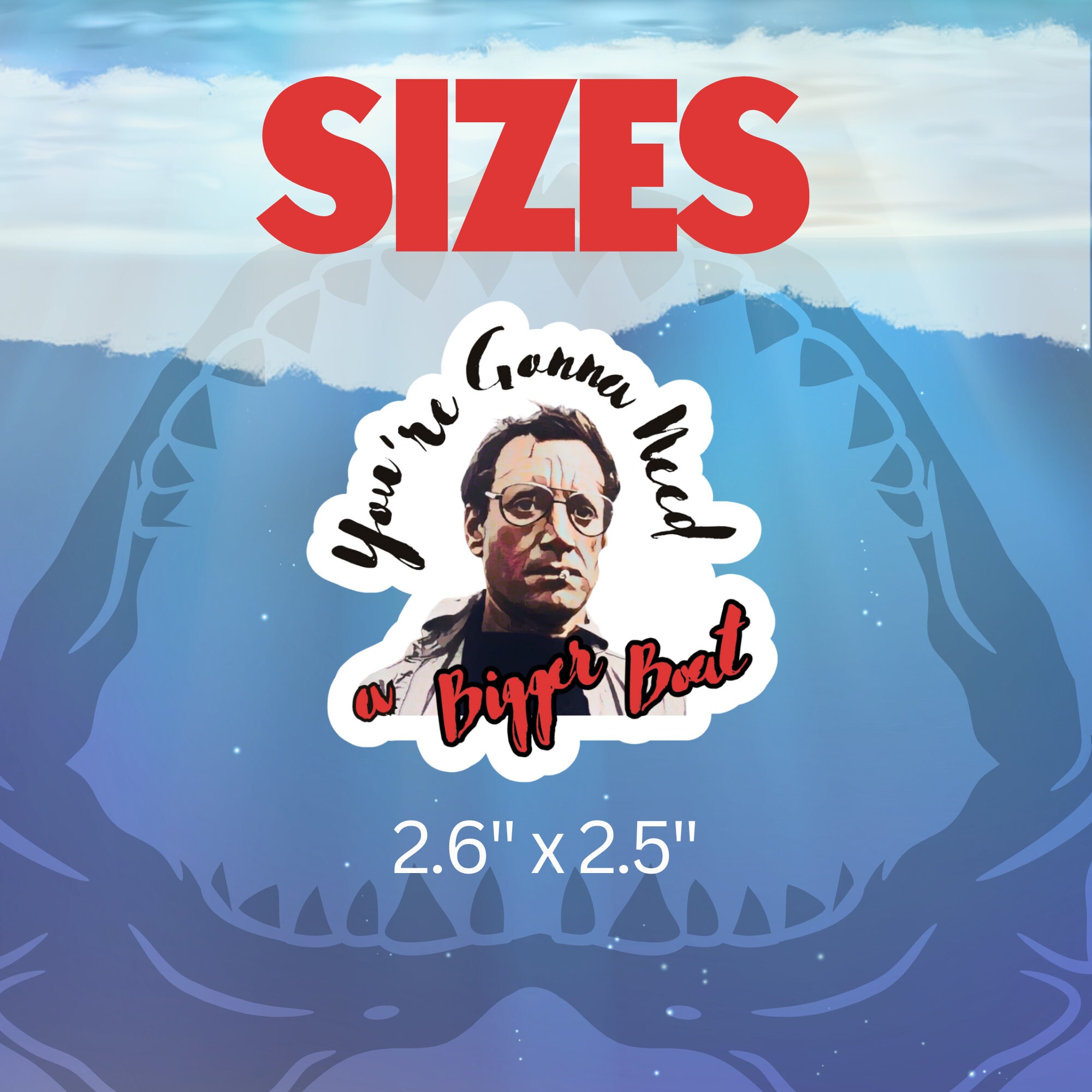 Jaws Sticker Pack, Captain Quint, Chief Brody, Amity Island Laptop ...