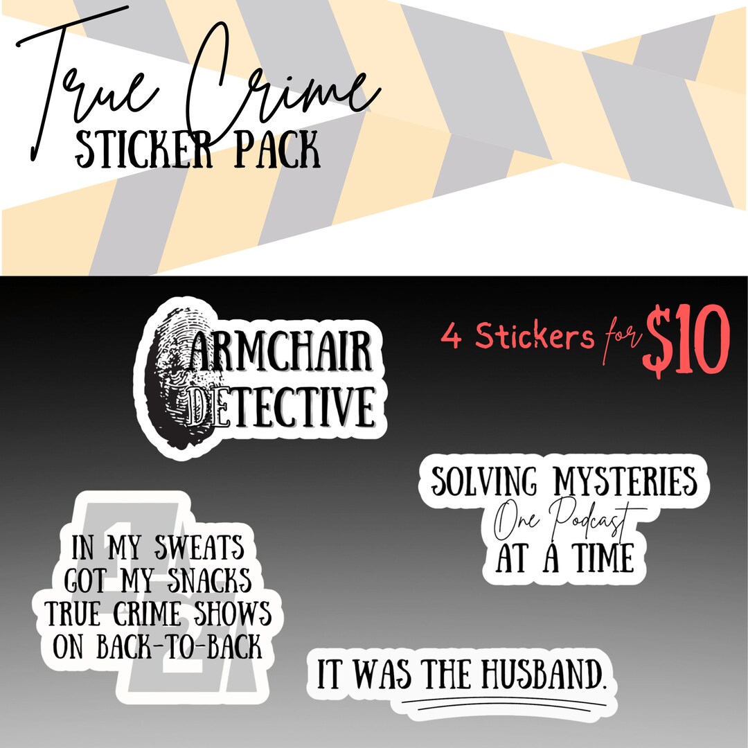 True Crime Sticker Pack, Mystery Lover Gift Idea, Armchair Detectives ...