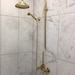 Brass Exposed Pipe Wall Mount Shower With Rainfall Shower Head , Solid ...