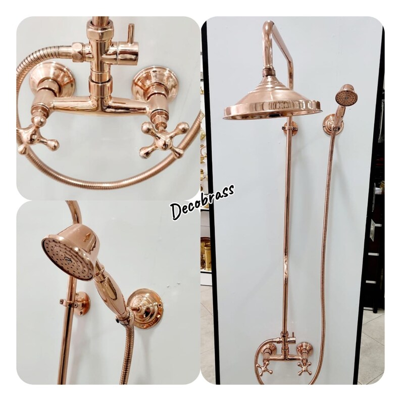 Pink Shower System ,copper Rain Shower System With Handheld Shower ...