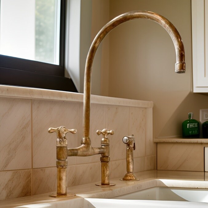 Unlacquered Brass Kitchen Faucet ,bridge Faucet,brass Kitchen Faucet ...