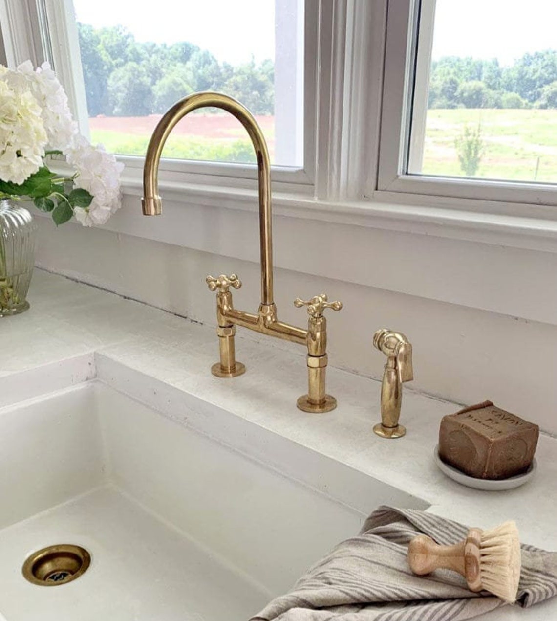 Unlacquered Solid Brass Kitchen Faucet , Kitchen Sink , Sink Faucet ...
