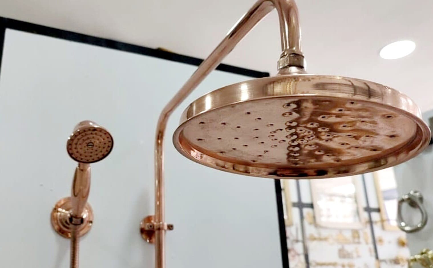 Pink Shower System ,copper Rain Shower System With Handheld Shower ...