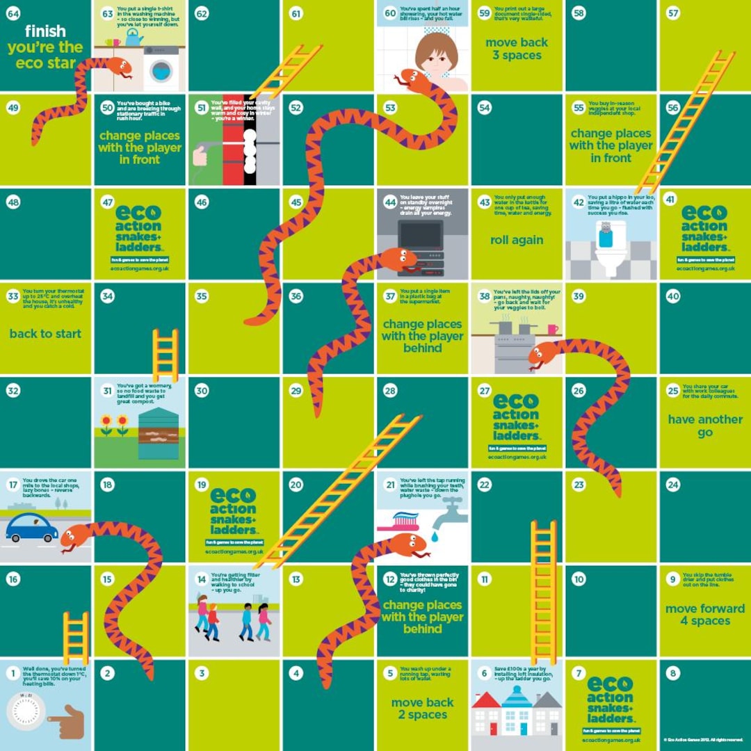 Eco Action Snakes+ladders Board Game - Etsy