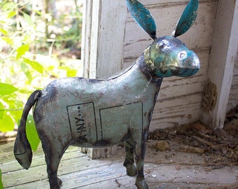 Cute Metal Donkey Statue Filigree Style Large Art Sculpture 30 X 24 ...