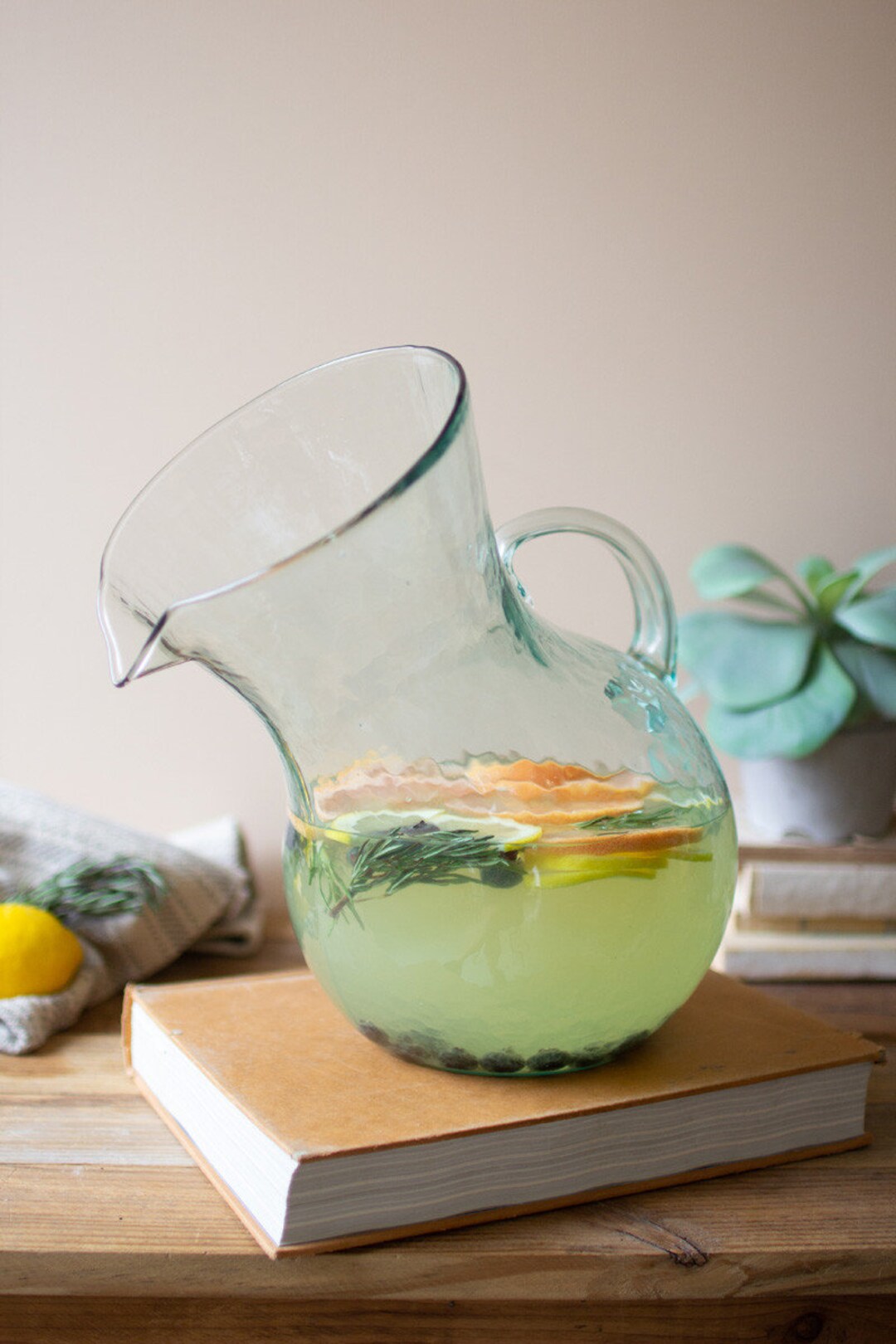 Handblown Recycled Glass Large Tilted Pitcher 1 Gallon - Etsy