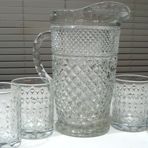 Embossed Pitcher and Drinking Glasses (4) - Etsy