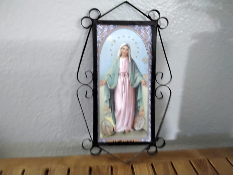 Virgin Mary Picture and Frame Wall Decor - Vintage - Etsy