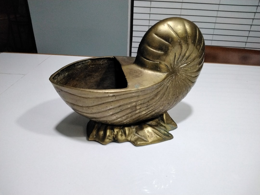 Brass Nautilus Seashell Sculpture - Vintage - Etsy