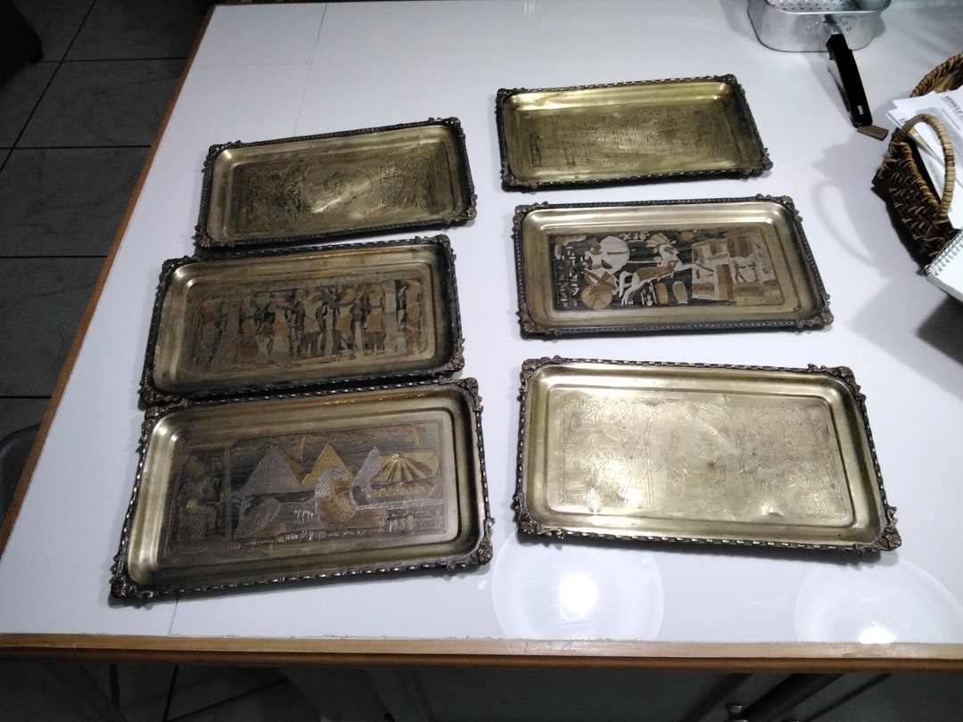 Egyptian Ornate Copper Brass Silver Trays - Etsy