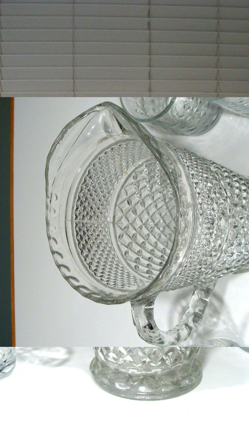 Embossed Pitcher and Drinking Glasses (4) - Etsy