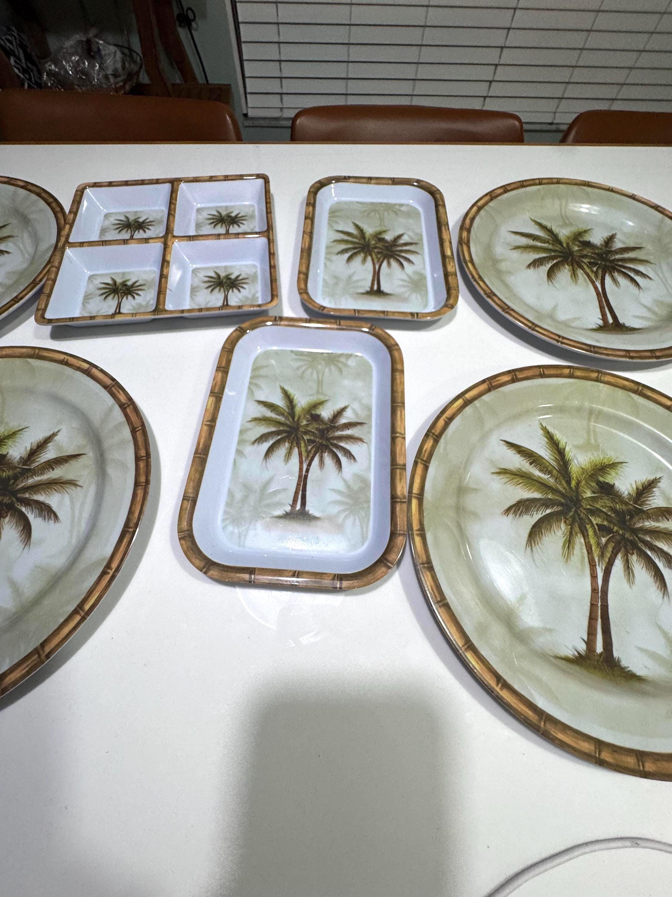 Hawaiian Luau Palm Tree Bowl Platter Assorted Set of 7 Plastic Pieces ...