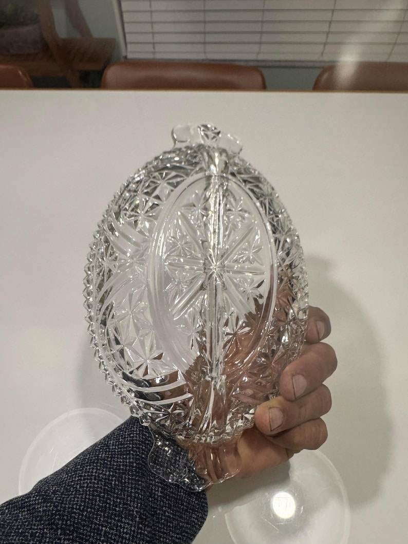 Clear Glass Oval Divided Relish Dish Pattern W/ Handle - Vintage - Etsy