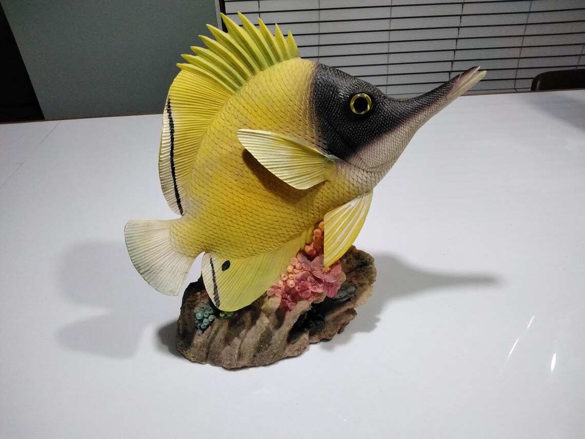 Yellow Fish Figure on Coral & Shells / Resin / Vintage - Etsy