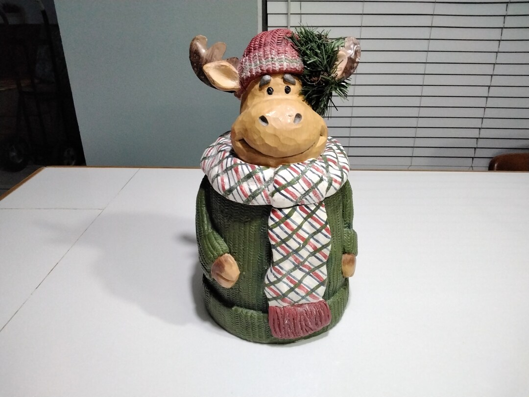 Christmas Winter Moose Cookie Jar - Vintage - Etsy