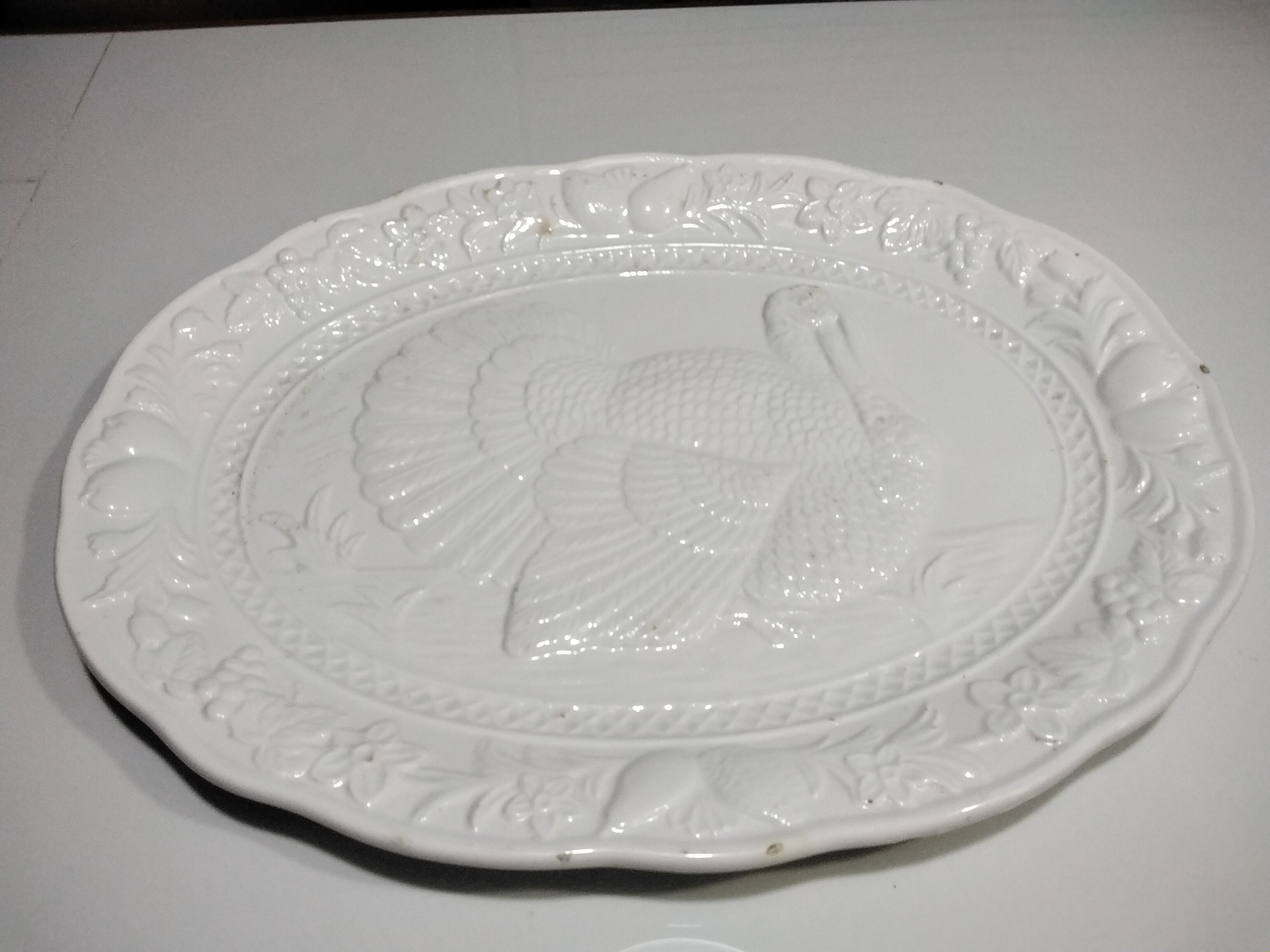 Turkey Platter Flowers Fruit Ivory, Ceramic Border - Vintage - Etsy