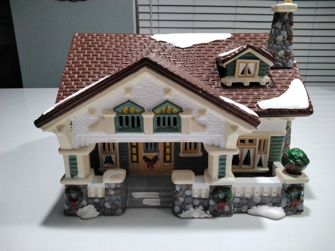 Department 56 craftsman Cottage Snow Village, House 1992 Vintage. - Etsy