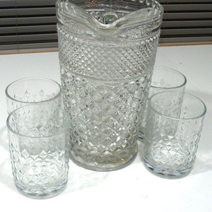 Embossed Pitcher and Drinking Glasses (4) - Etsy