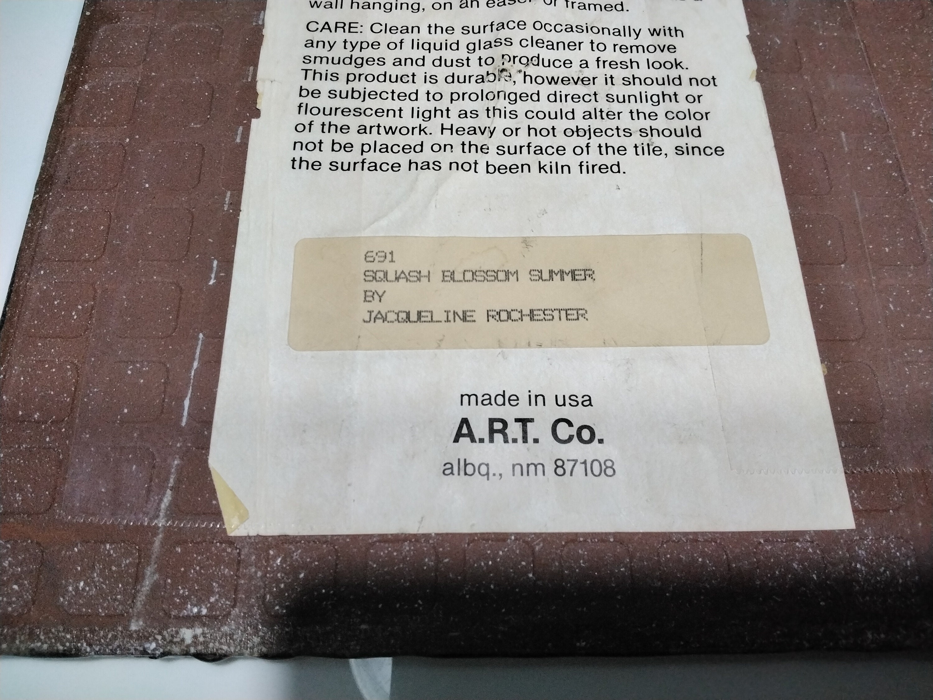 Squash Blossom Tile by Jacqueline Rochester - Etsy