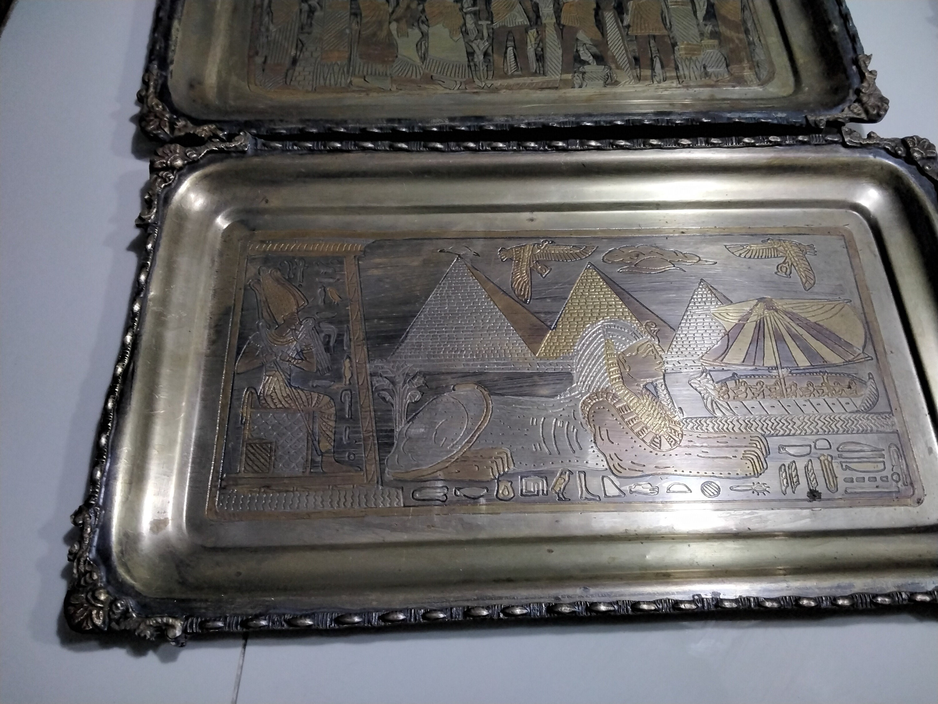 Egyptian Ornate Copper Brass Silver Trays - Etsy
