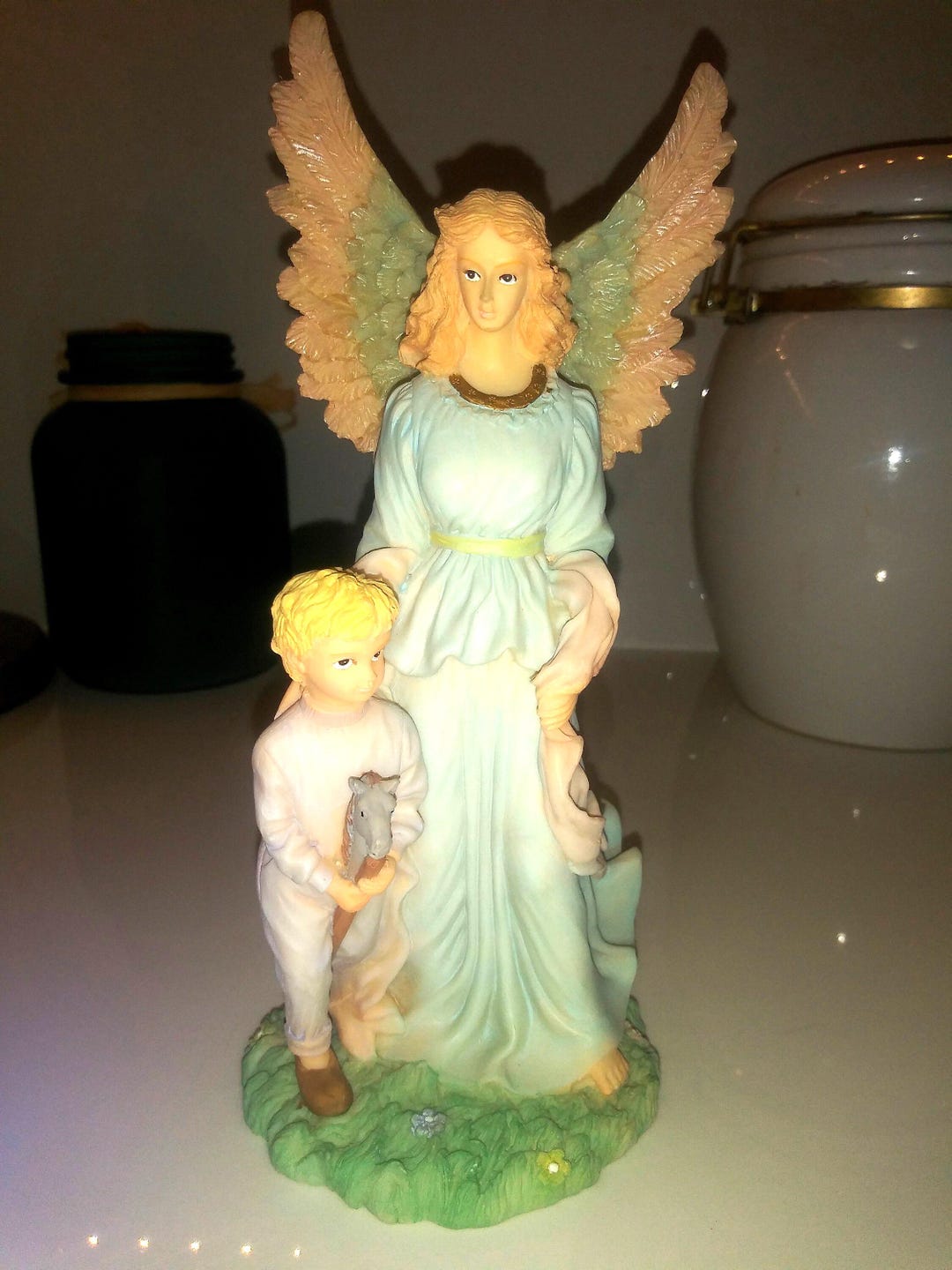 Vintage Angel Protecting Boy on a Horse Stick - Rare - Etsy