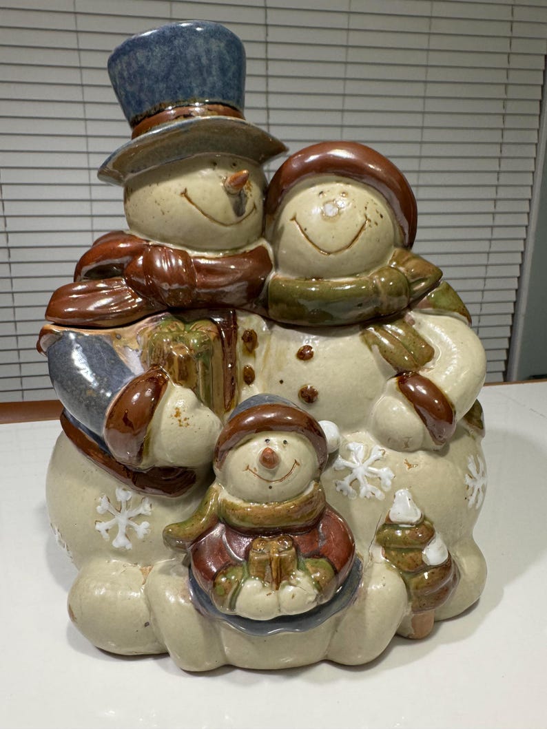 Snowman Family Cookie Jar - Vintage Rare - Etsy