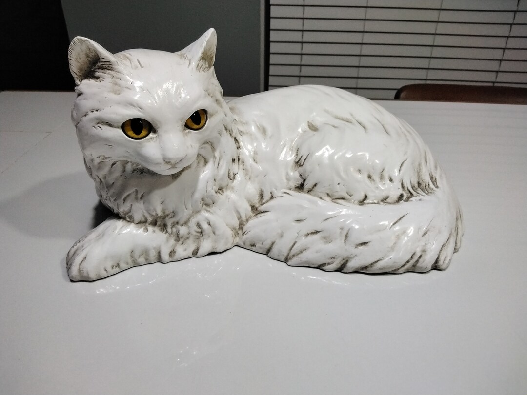 Persian White Cat Statue Sculpture Figurine - Vintage - Etsy