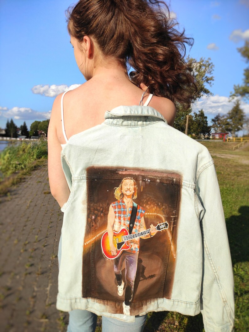 Custom Hand Painted Rock and Roll Denim Jacket, Jean Clothes With Your ...