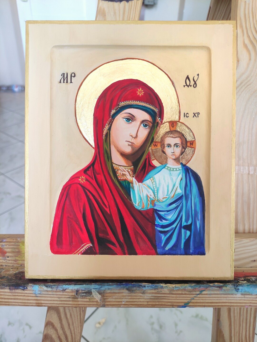 Greek Byzantine Orthodox Christian Handmade Icon, Icon of the Virgin ...