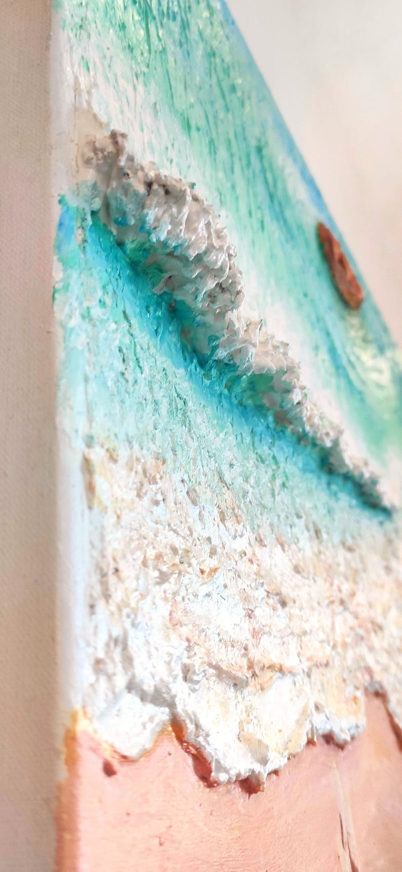 Happy Coast Painting, Swimming Custom Texture Wall Art, Abstract Summer ...