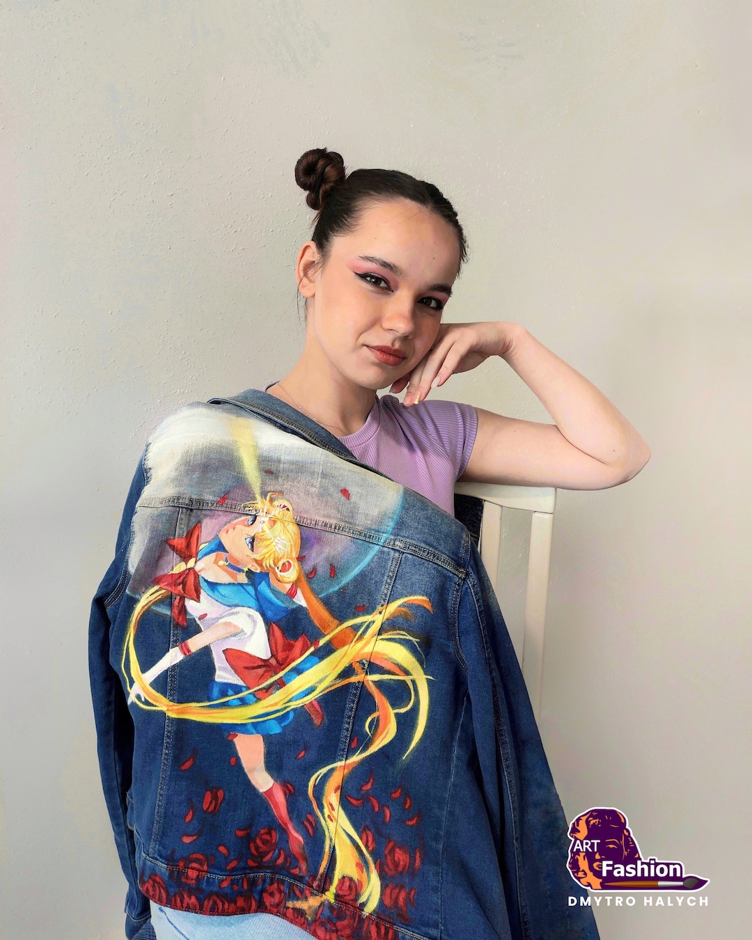 Hand Painted Anime Denim Jacket, Custom Personalized Clothes for Her ...