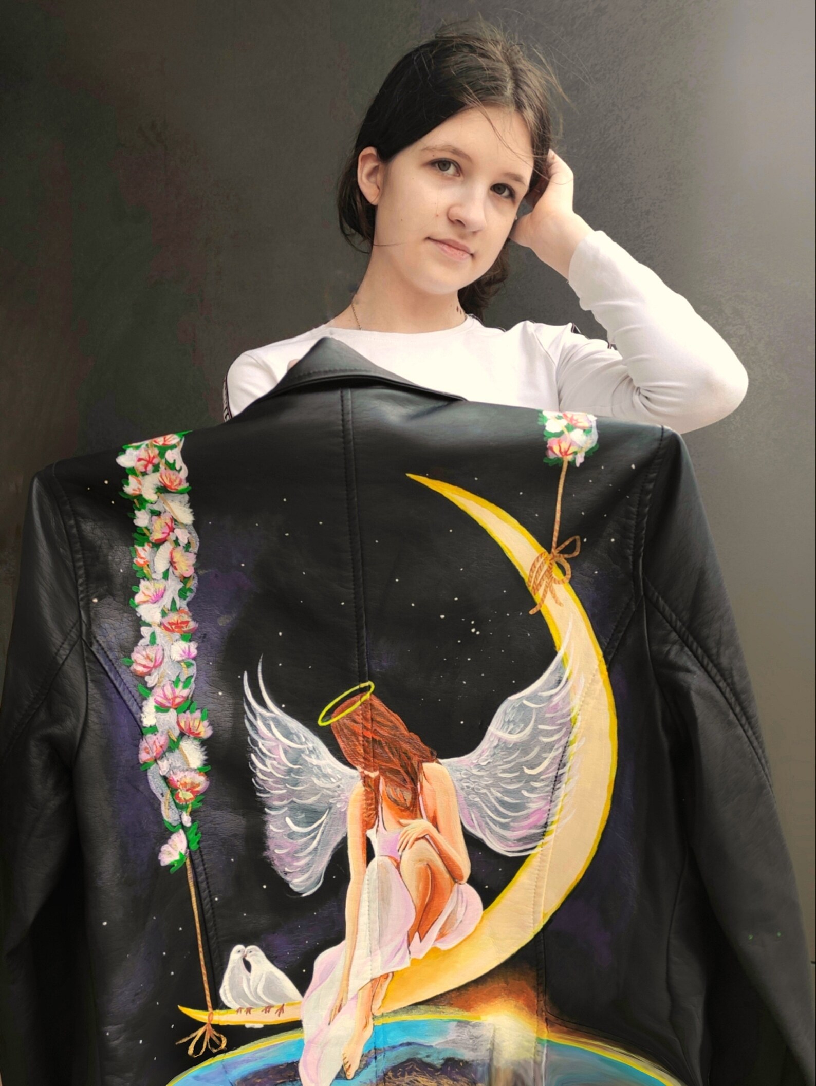 Wedding Painted Angel Wings Jacket, Personalized Bridal Leather Jacket ...