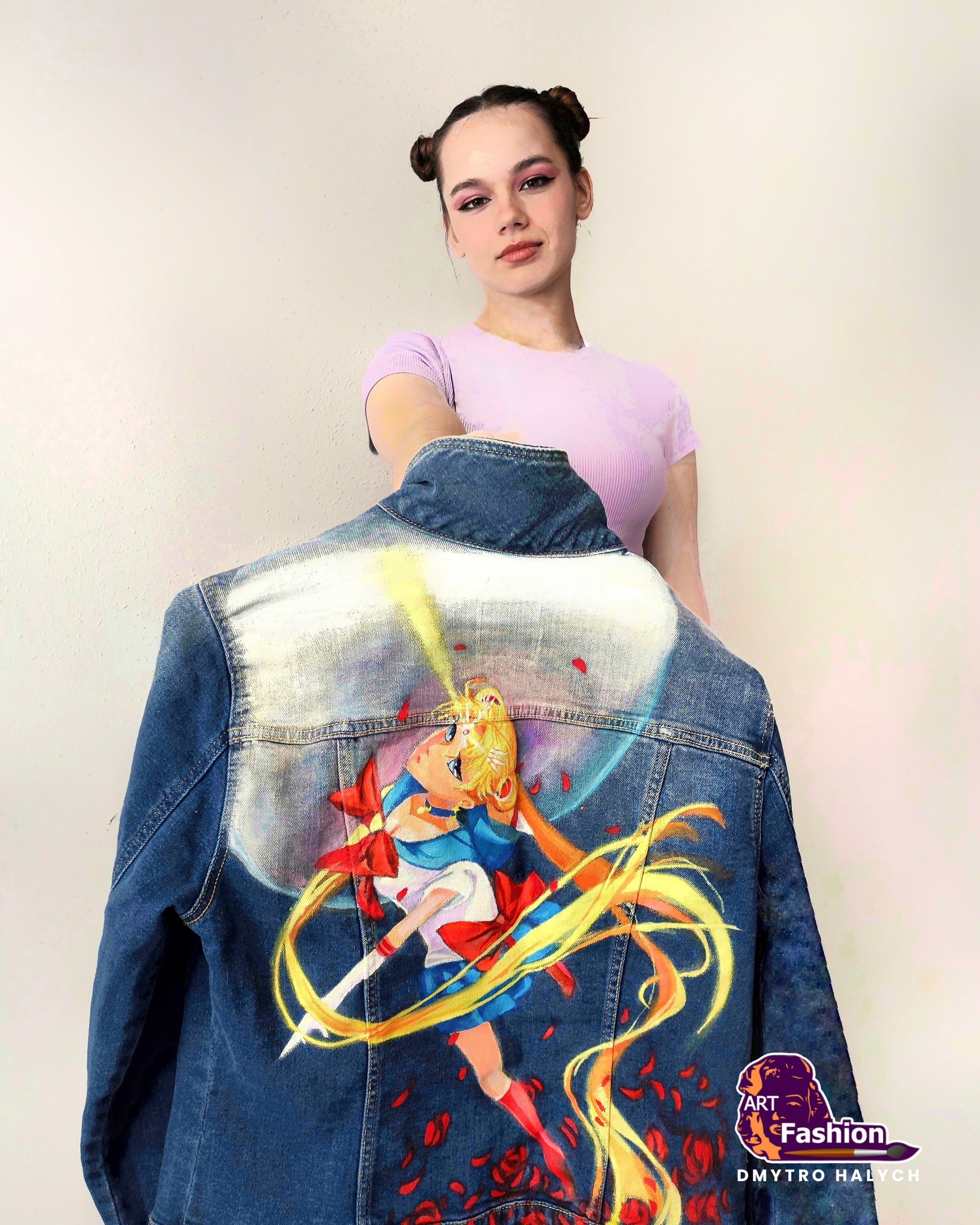 Hand Painted Anime Denim Jacket, Custom Personalized Clothes for Her ...