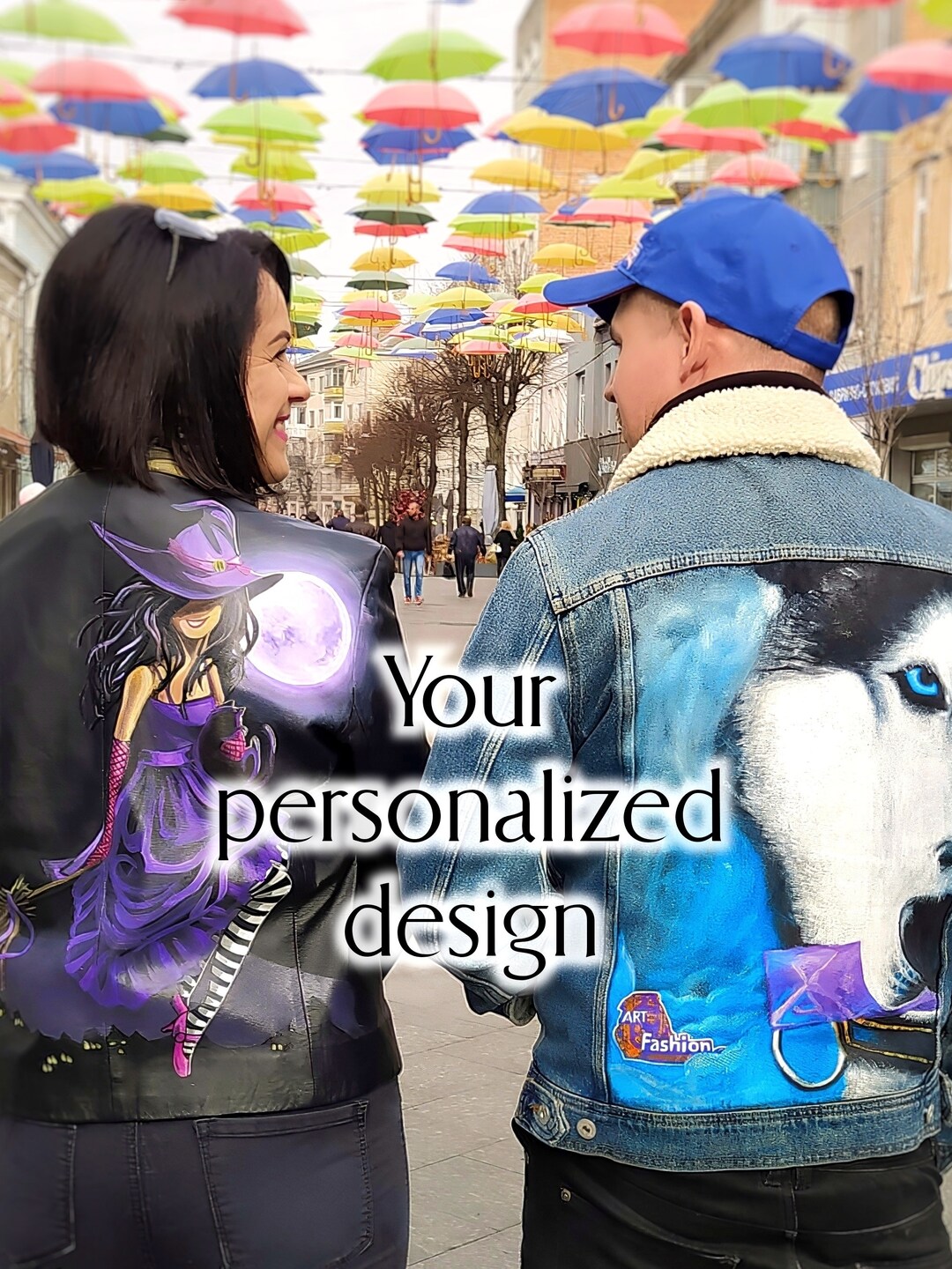 Custom Halloween Denim Jacket, Painted Jans Couple Clothes, Art Leather ...