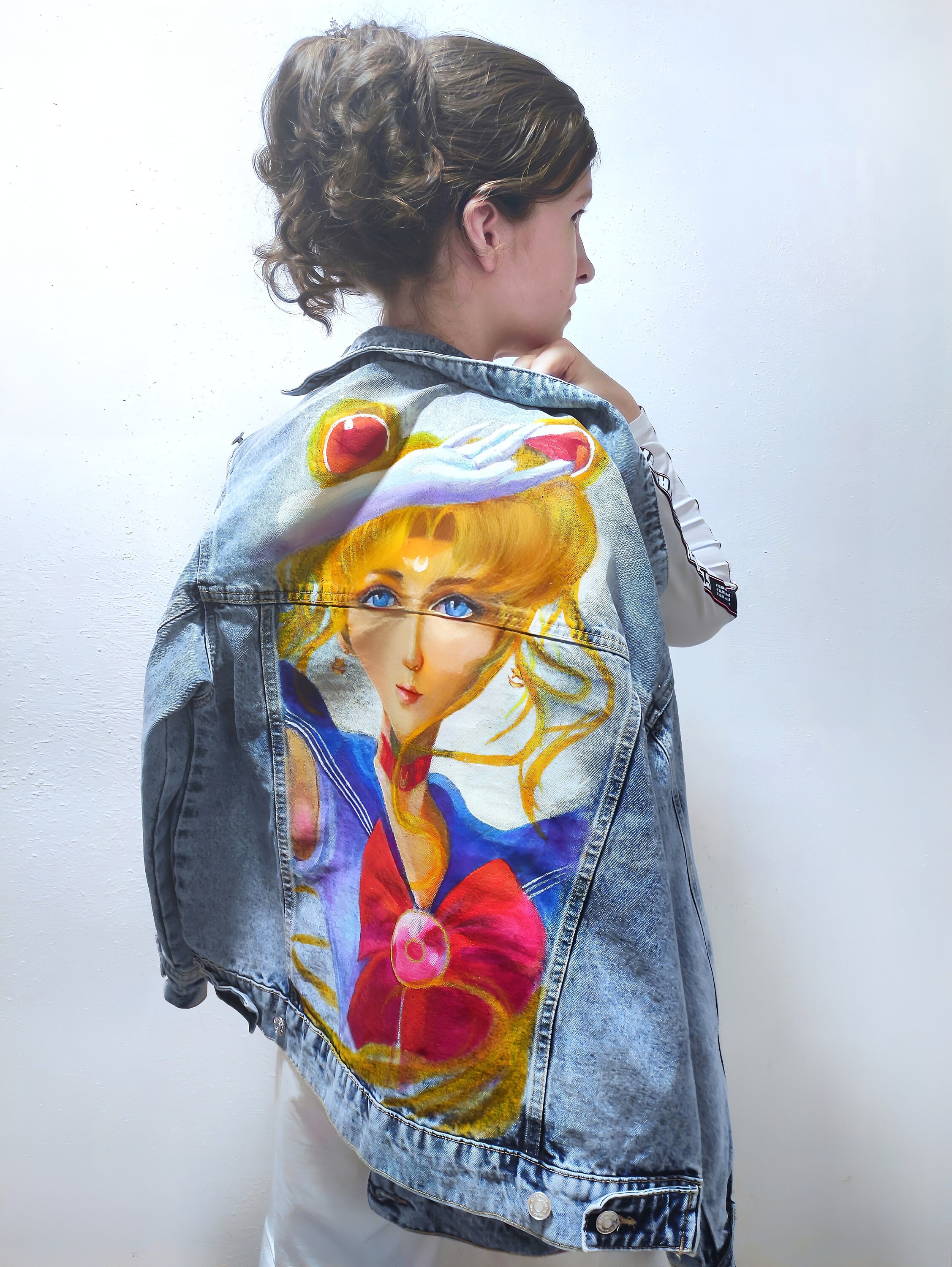 Hand Painted Anime Denim Jacket, Custom Personalized Comic Clothes ...