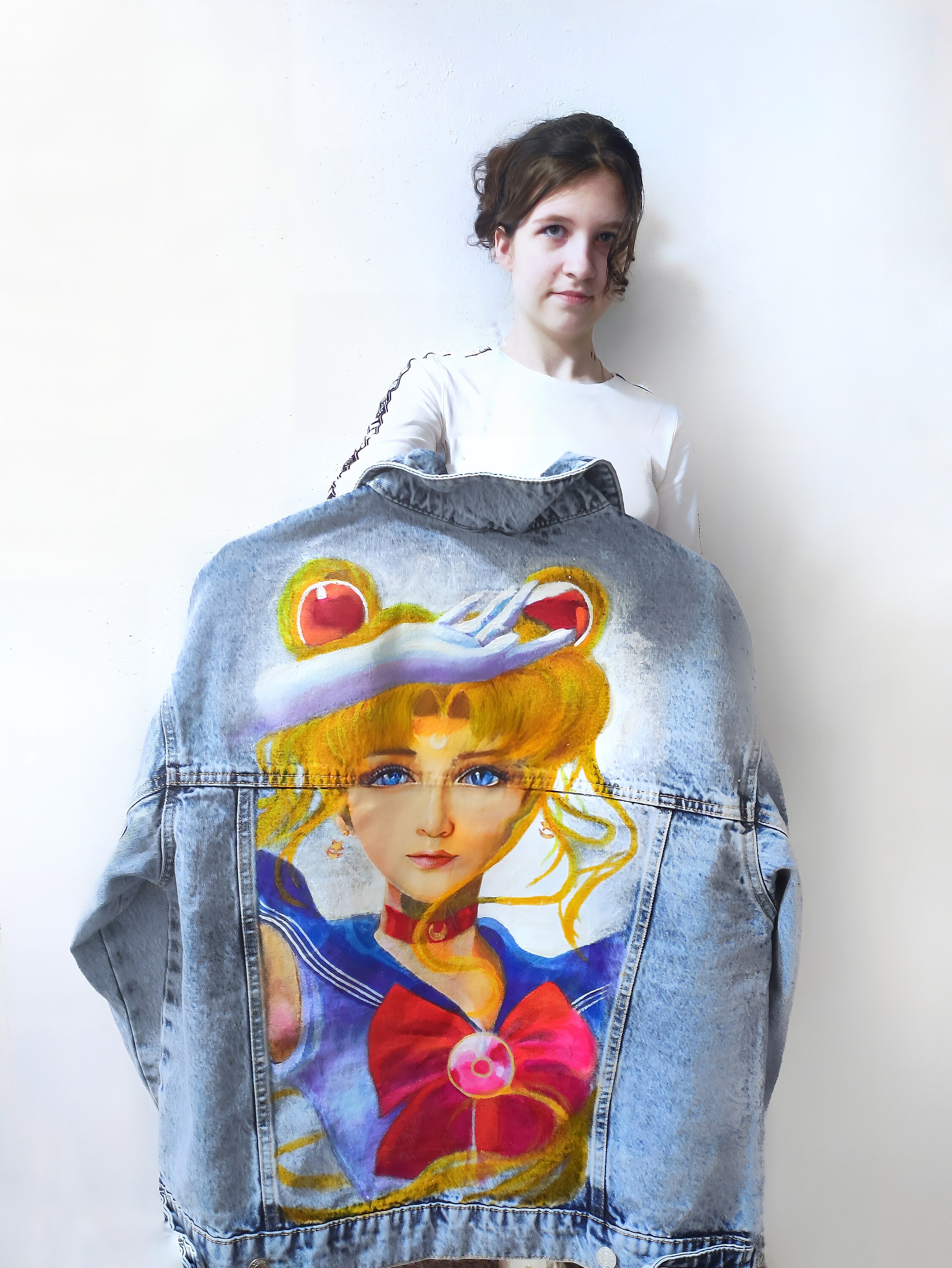 Hand Painted Anime Denim Jacket, Custom Personalized Comic Clothes ...