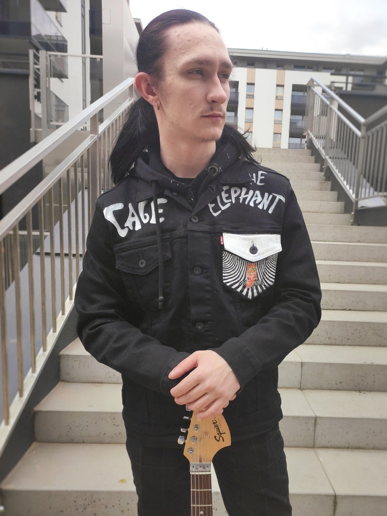 Custom Hand Painted Rock and Roll Denim Jacket, Personalized American ...