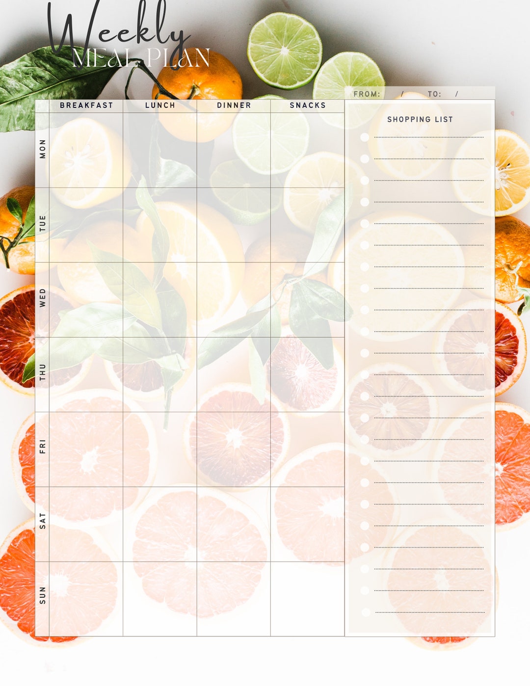 Weekly Meal Planner (editable & Printable) - Etsy