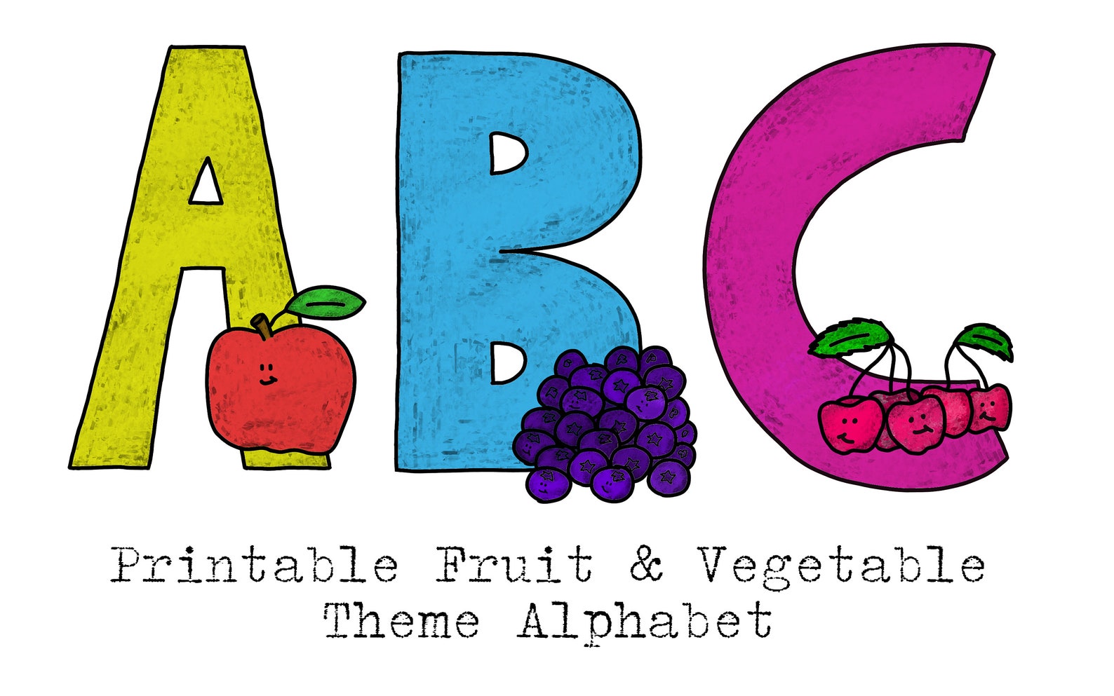 Printable Alphabet Fruit & Vegetable Theme Wall Decoration Teacher ...