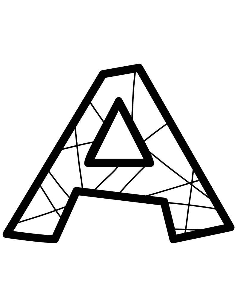 Printable Geometric Alphabet Letters Coloring Pages Wall Decoration ...