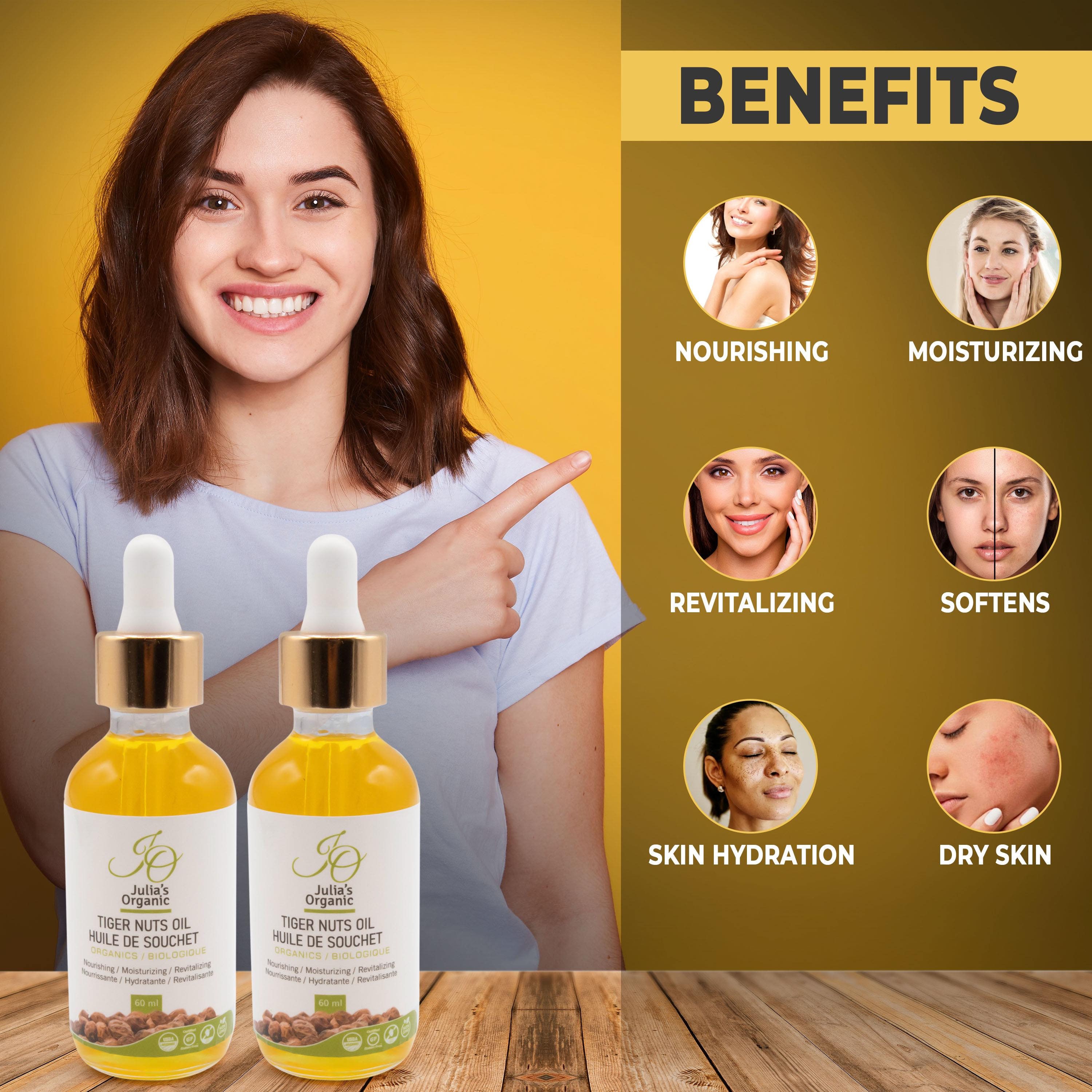 JULIA'S ORGANIC Tiger Nuts Oil 60ml 100% Pure Tiger Nut Raw Oil Cold ...