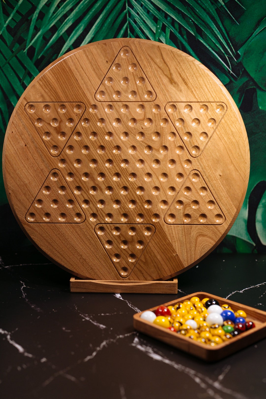 Cherry Hardwood Chinese Checkers Game, 16mm Marbles, Laser Engraving - Etsy