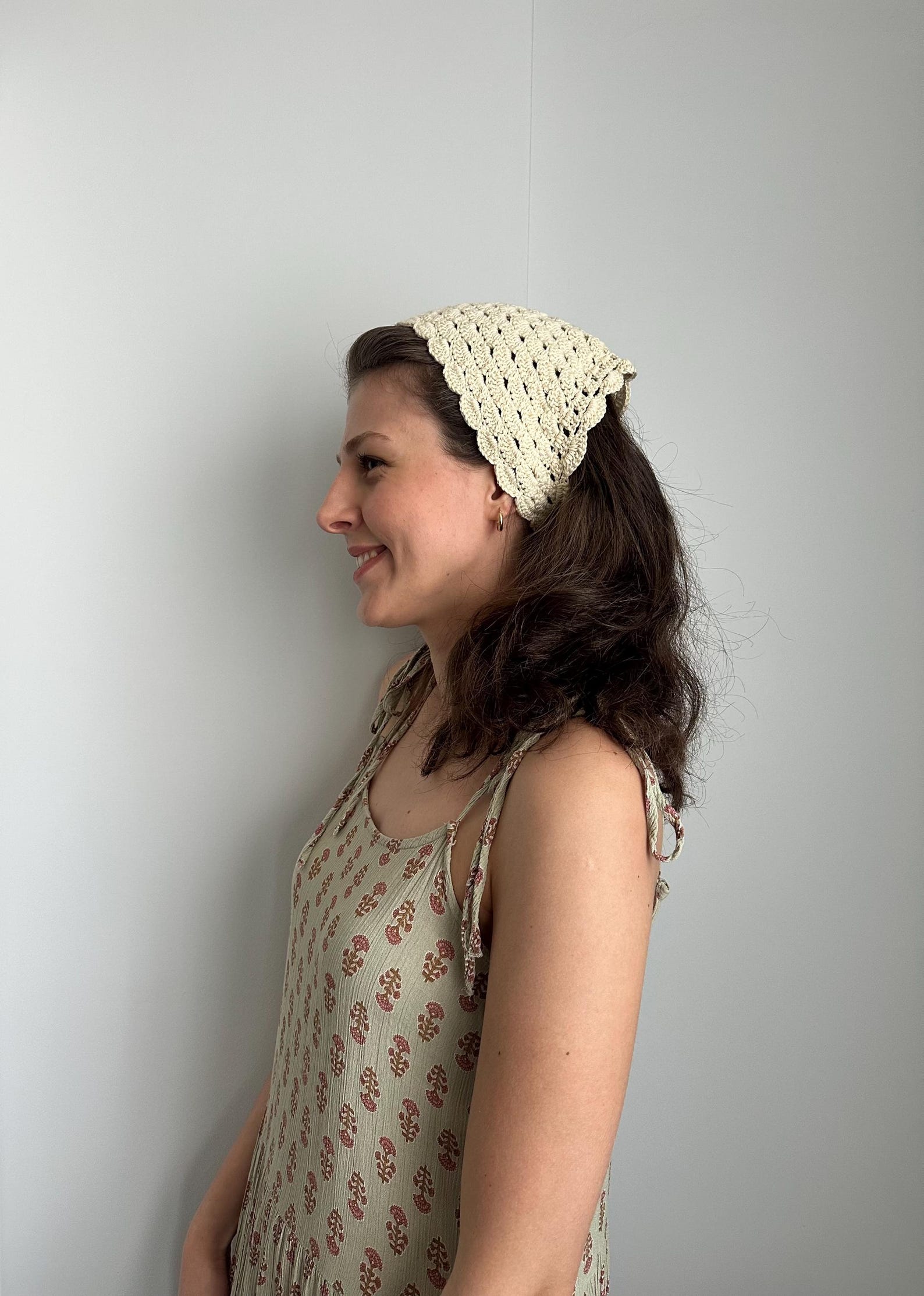 Crochet Cotton Bandana: Boho Cottagecore Knit Head Scarf - Etsy