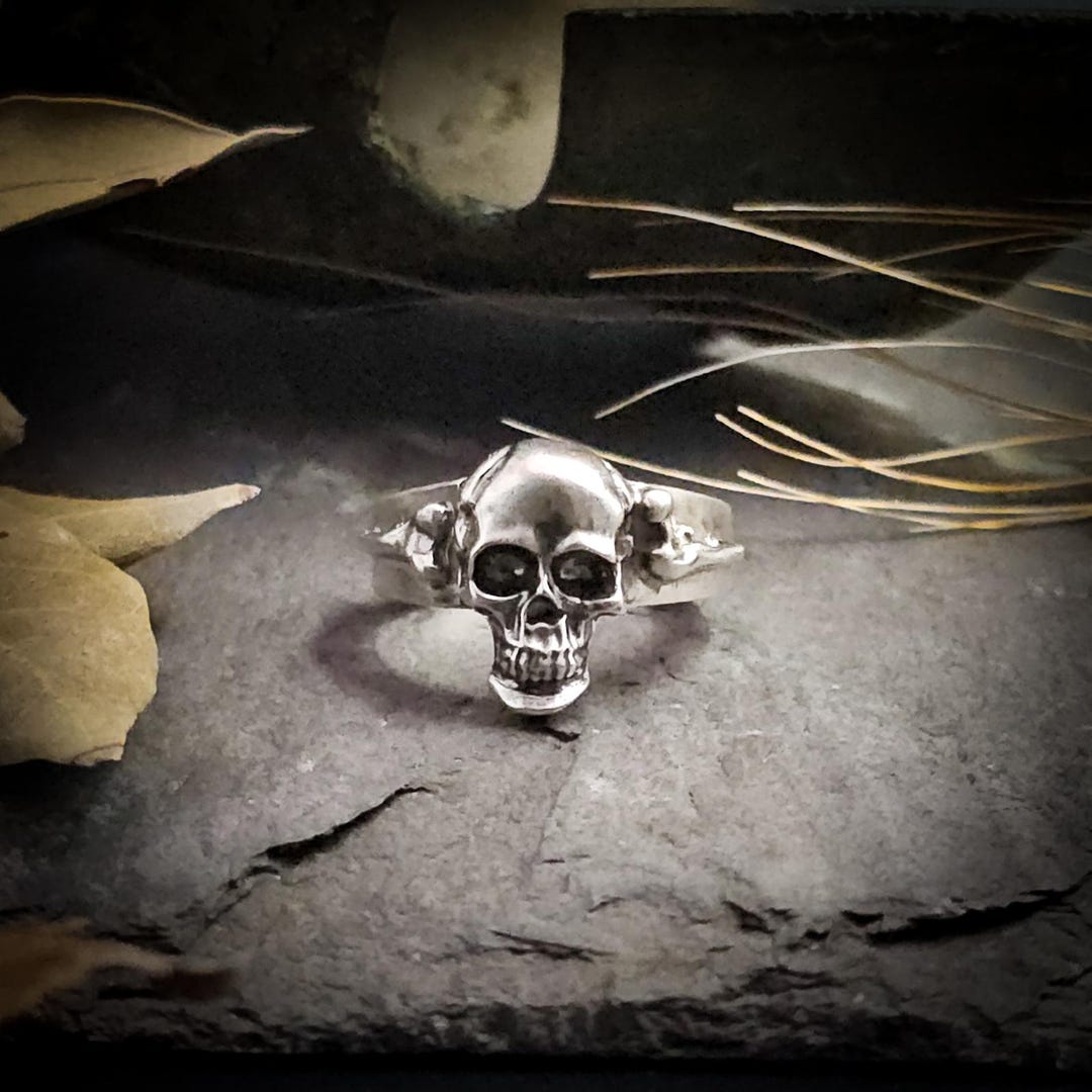 Hallmarked Solid Sterling Silver Bone & Skull Ring | Handmade Recycled ...
