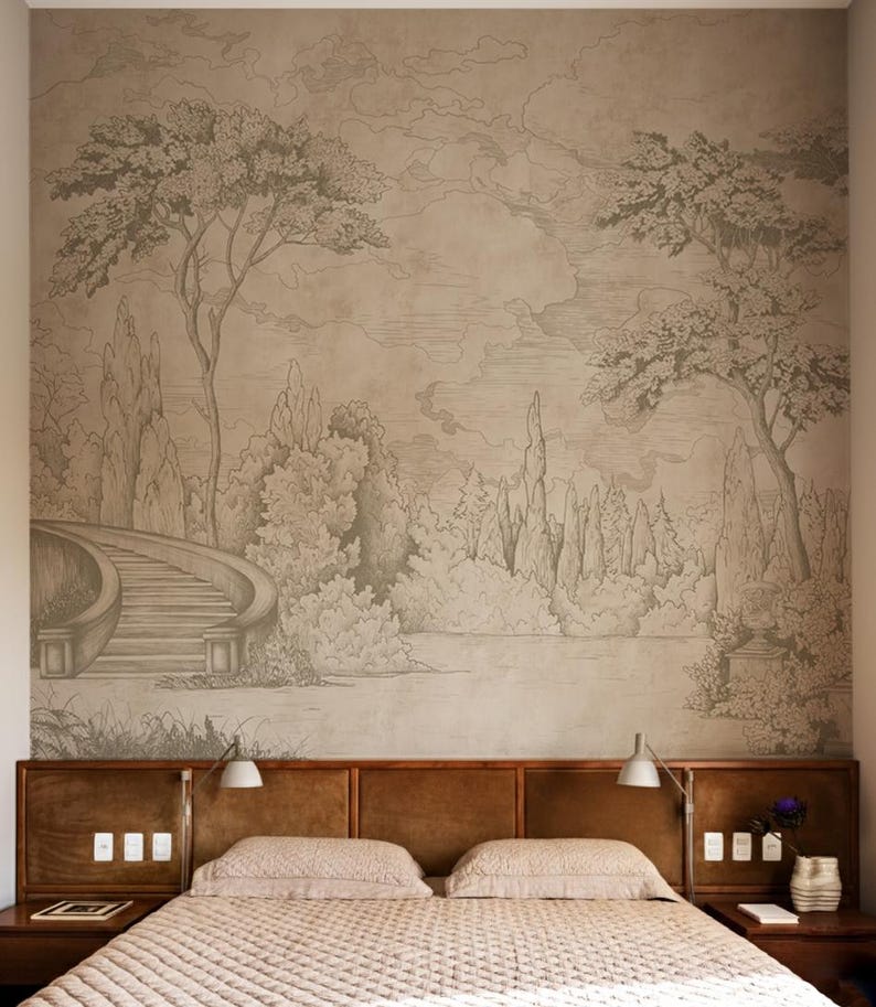 Scenic Wallpaper, Subtle Wallpaper, Bespoke Wallpaper, Light Beige Wall ...