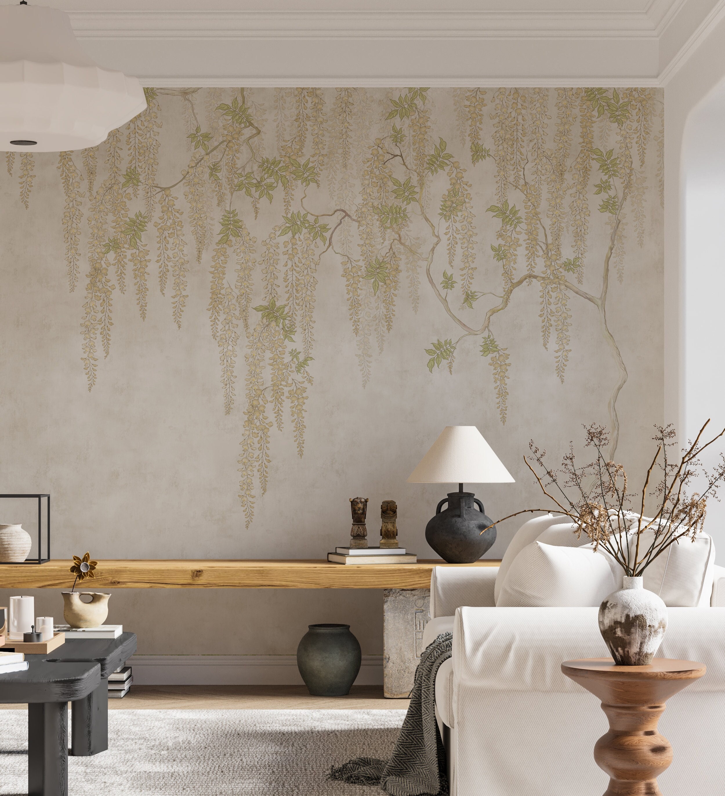 Chinoiserie Wallpaper, Scenic Painting Wallpaper, Removable Wallpaper ...