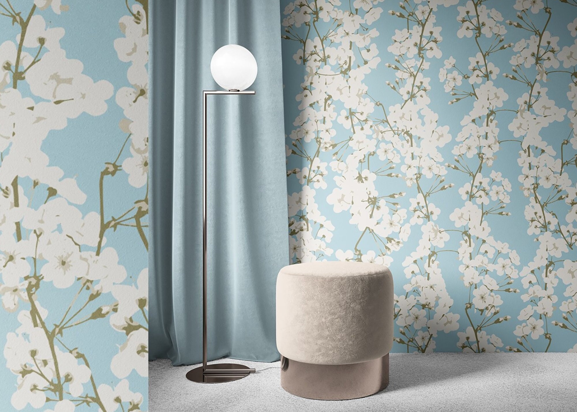 Blue Floral Wallpaper, Botanical Wallpaper, Floral Wallpaper Vintage ...