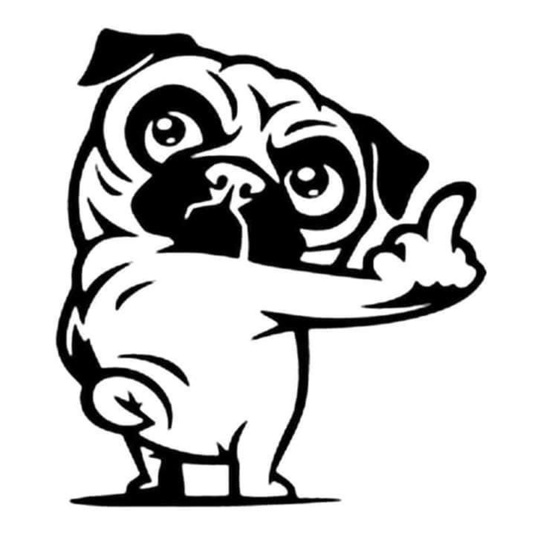 Pug Middle Finger Decal Middle Finger Car Decal Sticker Adult Car Decal ...