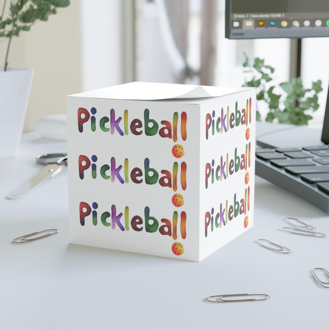 Pickleball Note Cube, Post It Note Cube, Pickleball Gift, Stationery ...